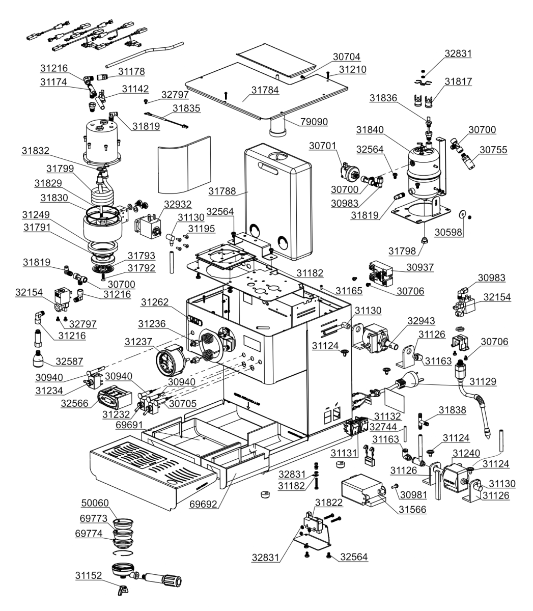 Exploded Views Lelit Exploded Views PL60PLUSTAUS Exploded View - Complete